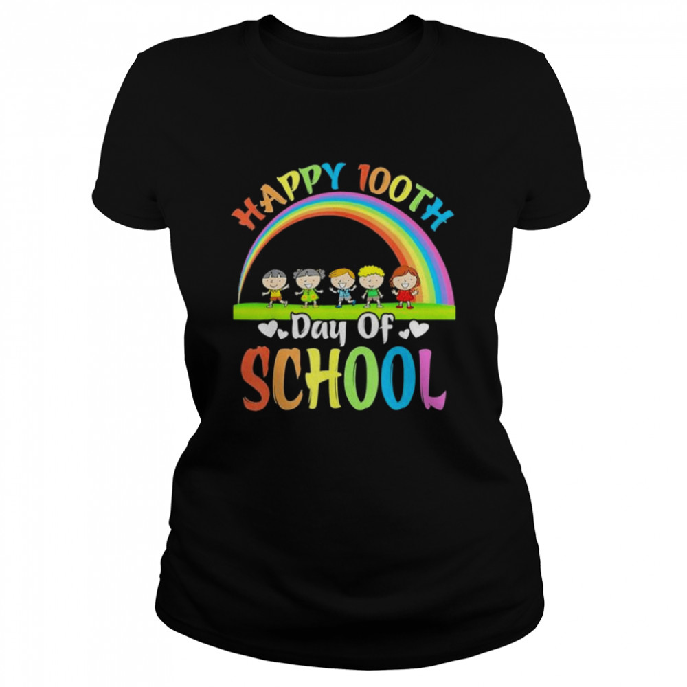 Happy 100th Day Of School Teacher 100 Days Smarter Rainbow Shirt